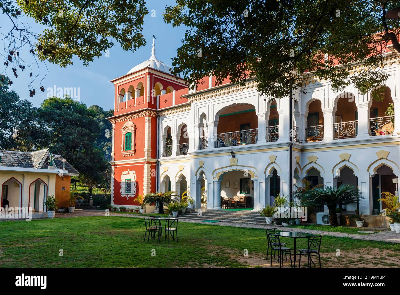 View of the back of Judge's Court Hotel and its verandah and garden in ...