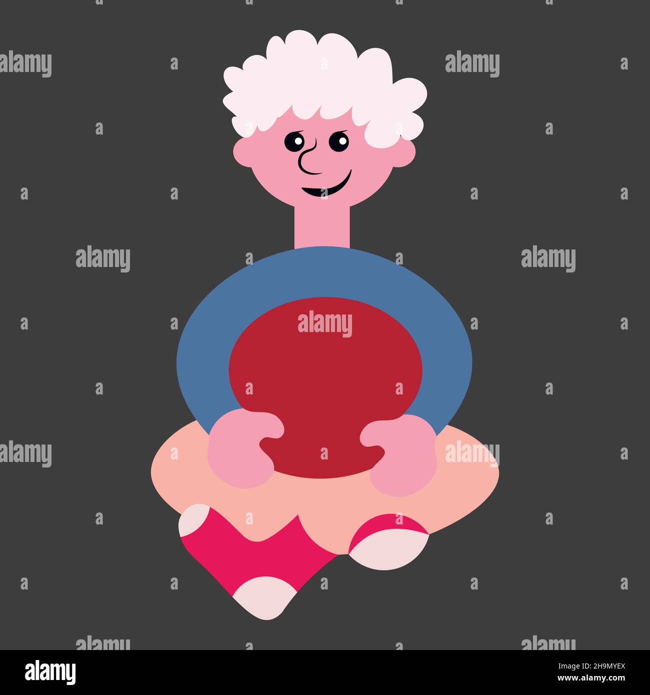 Illustration on a square background - a man sitting cross his legs - a ...