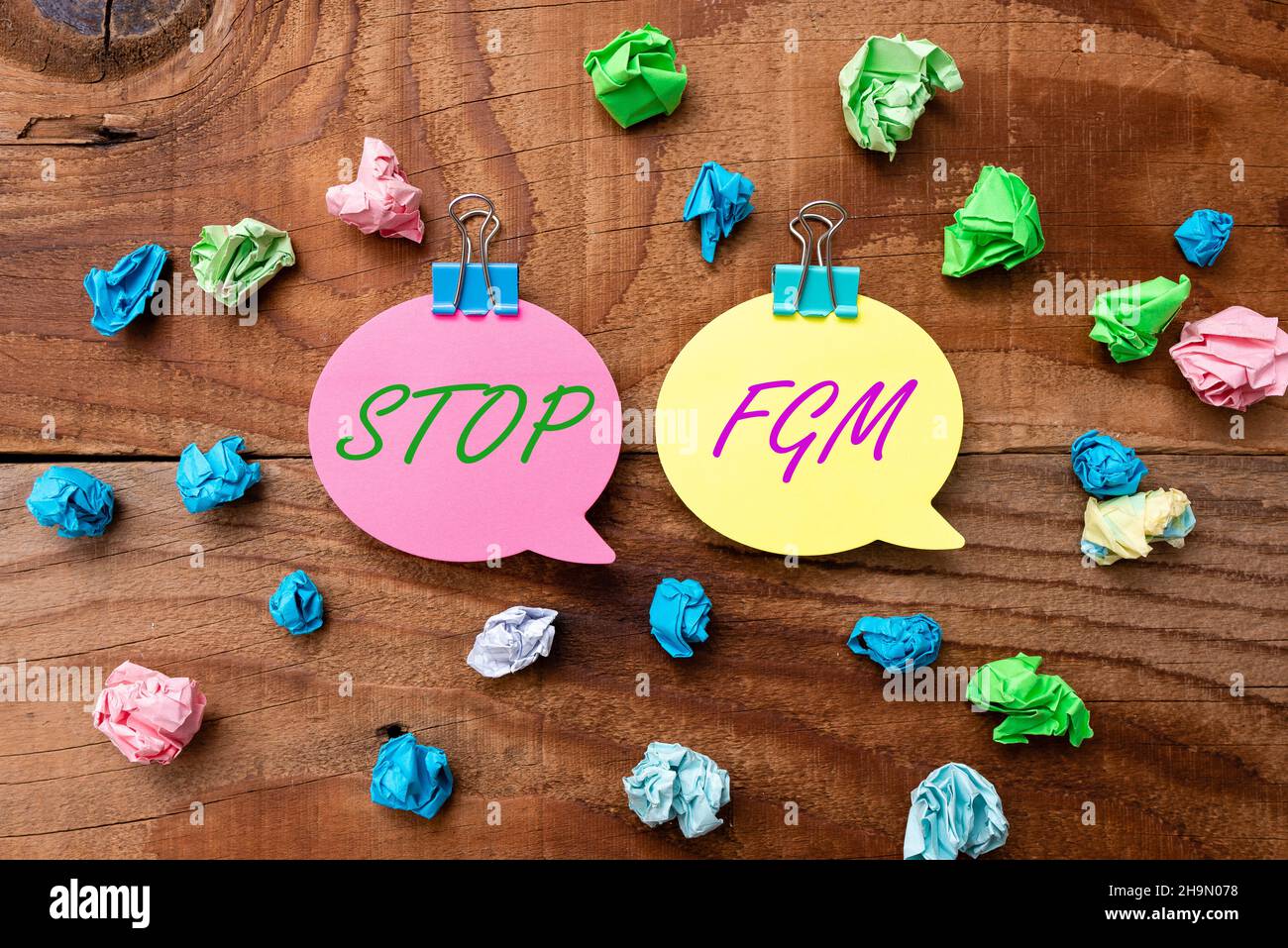 Text sign showing Stop Fgm. Concept meaning Put an end on genital ...