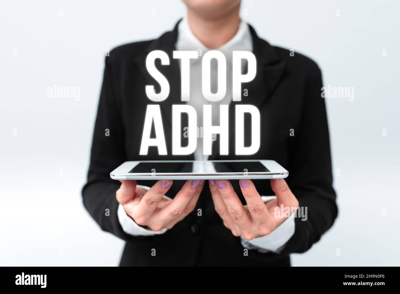 Text showing inspiration Stop Adhd. Word Written on Put at end the ...