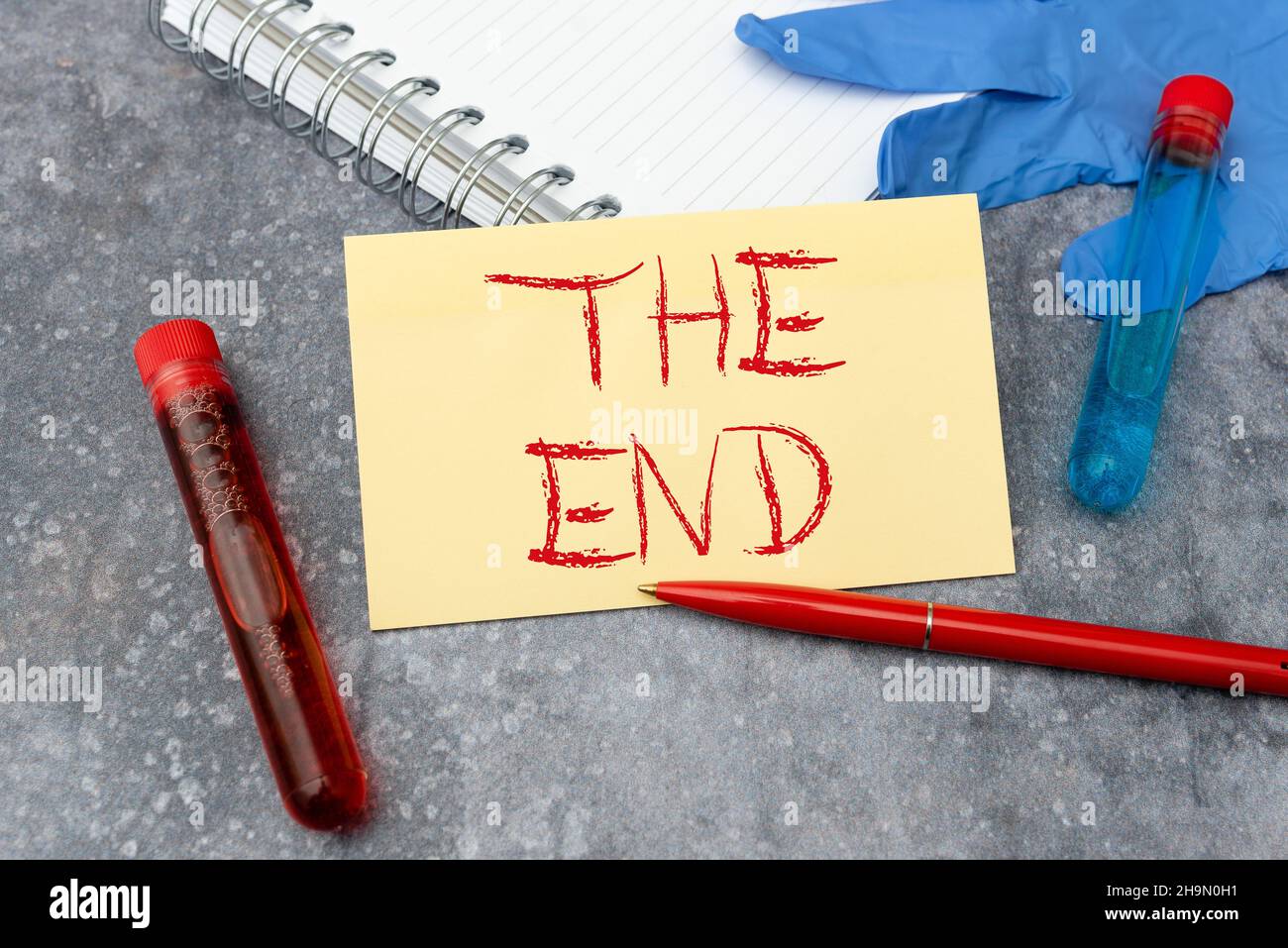 Conceptual caption The End. Business idea Final part of play ...