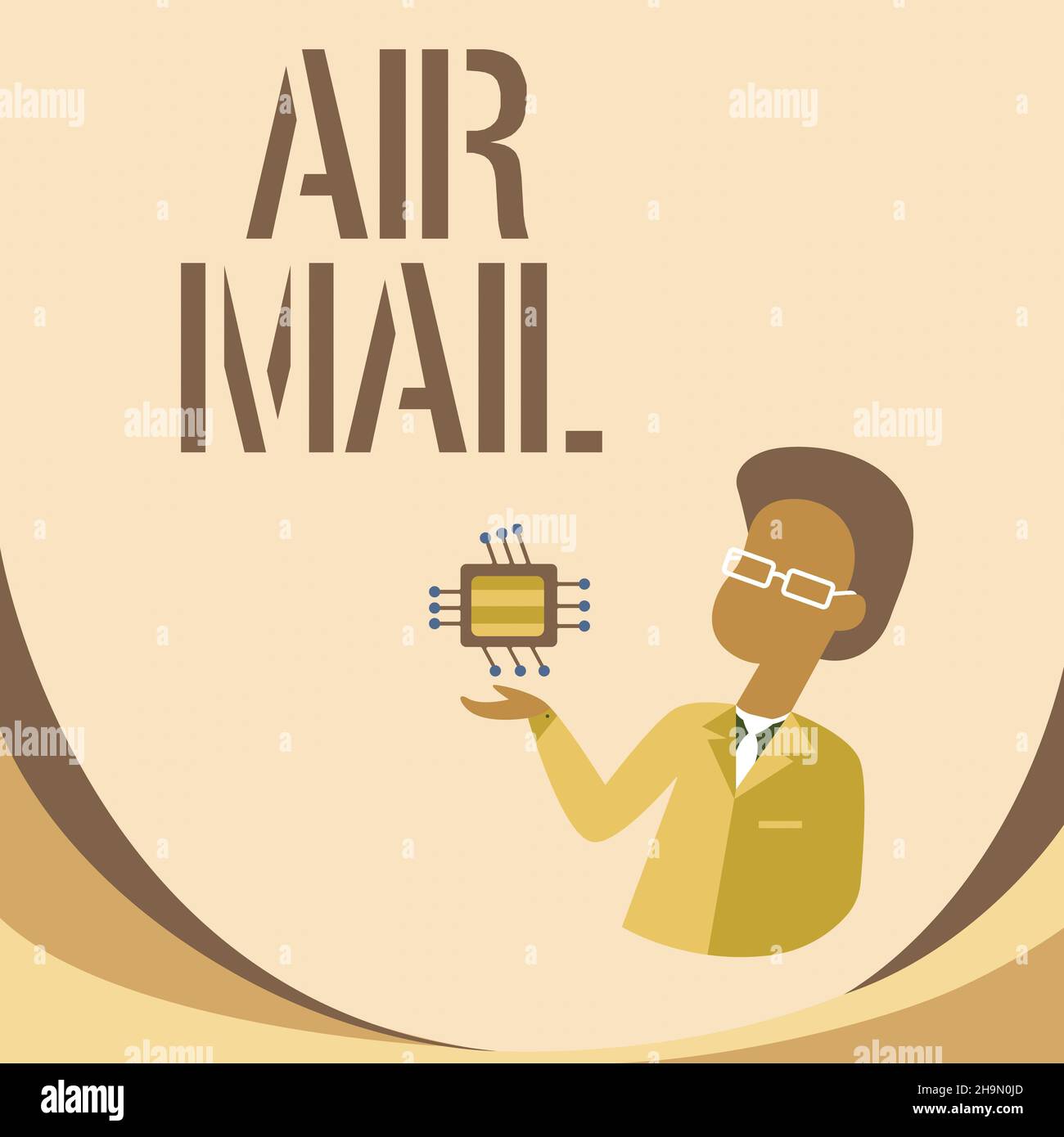 Text caption presenting Air Mail. Word for the bags of letters and ...