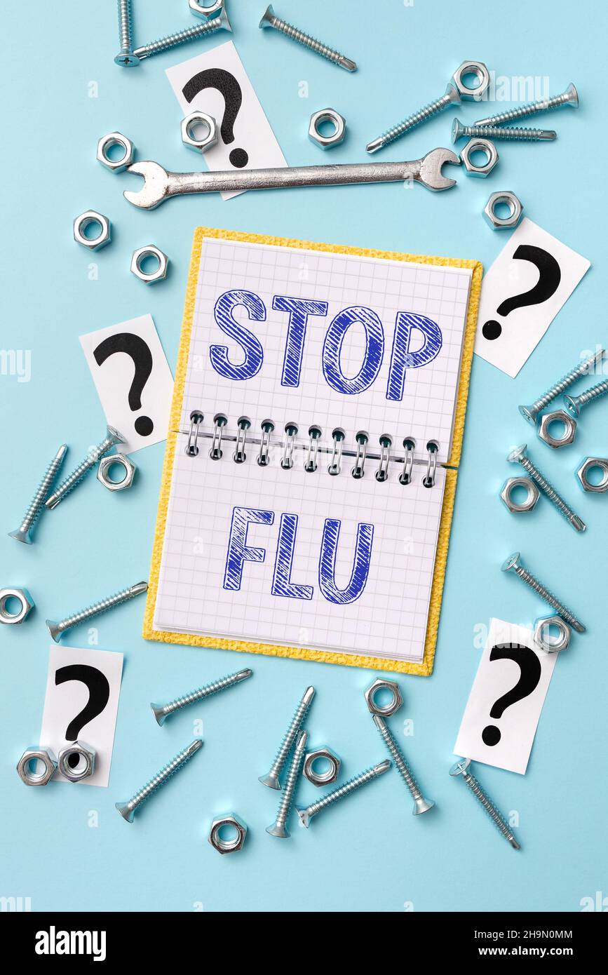 Text showing inspiration Stop Flu. Business overview Treat the ...