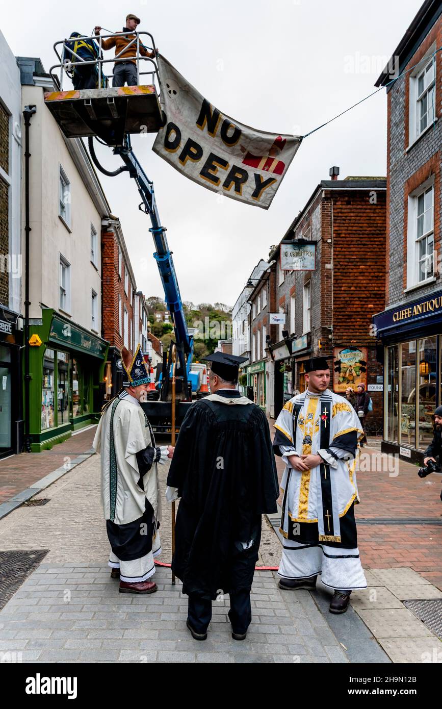 Members of Cliffe Bonfire Society Dressed In Religious Costume Watch As ...