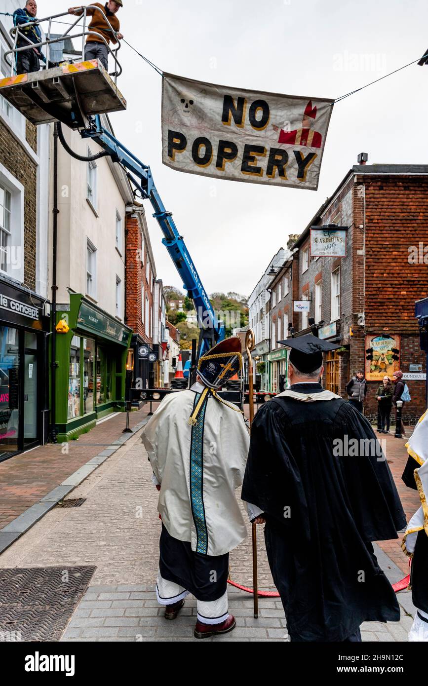 Members of Cliffe Bonfire Society Dressed In Religious Costume Watch As ...