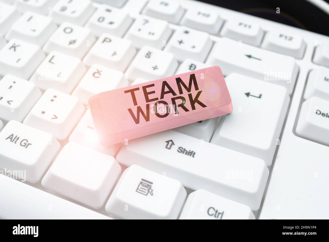 Hand writing sign Team Work. Business showcase Combined action of a ...