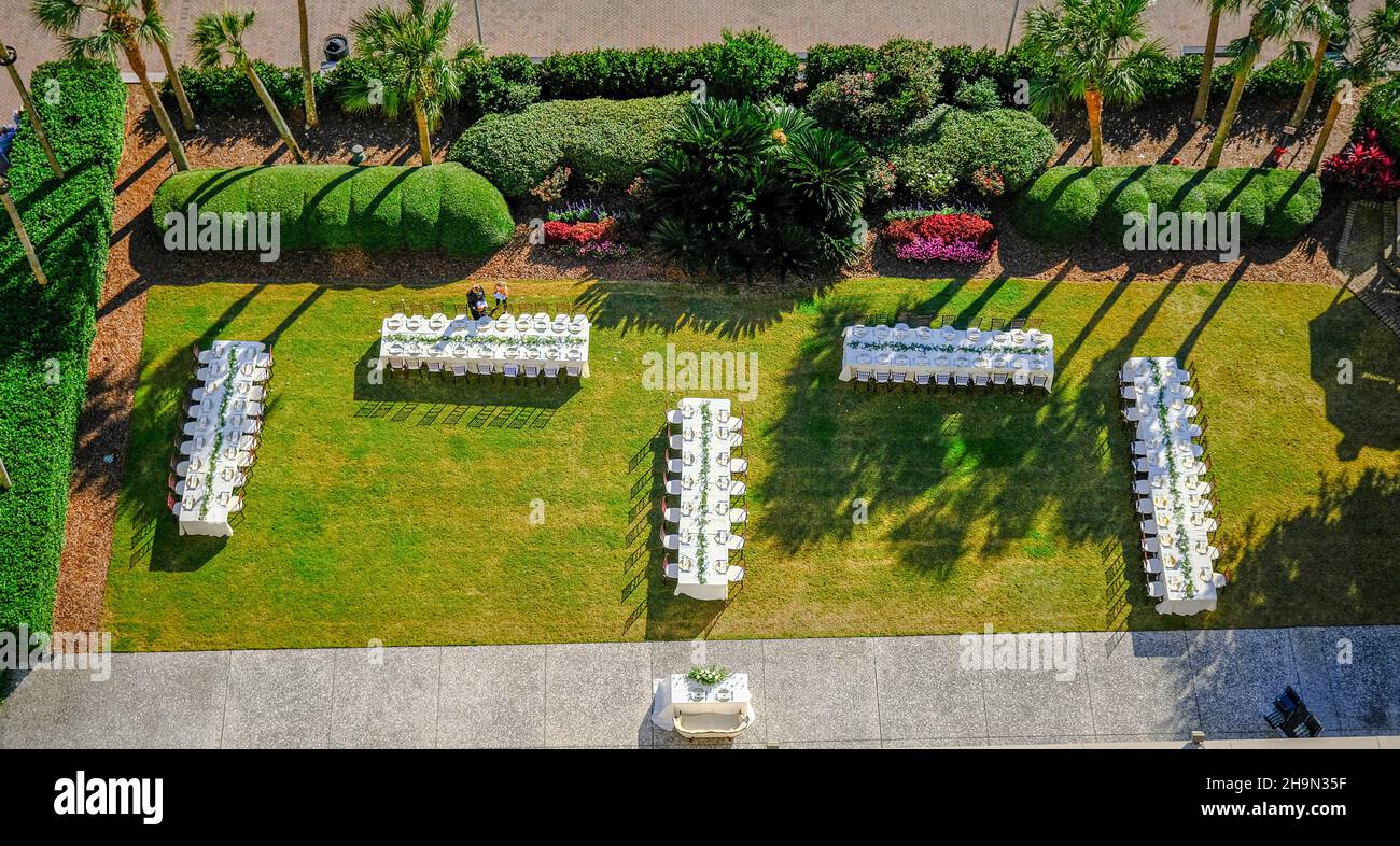 Tables at Outdoor Hotel Event Stock Photo - Alamy
