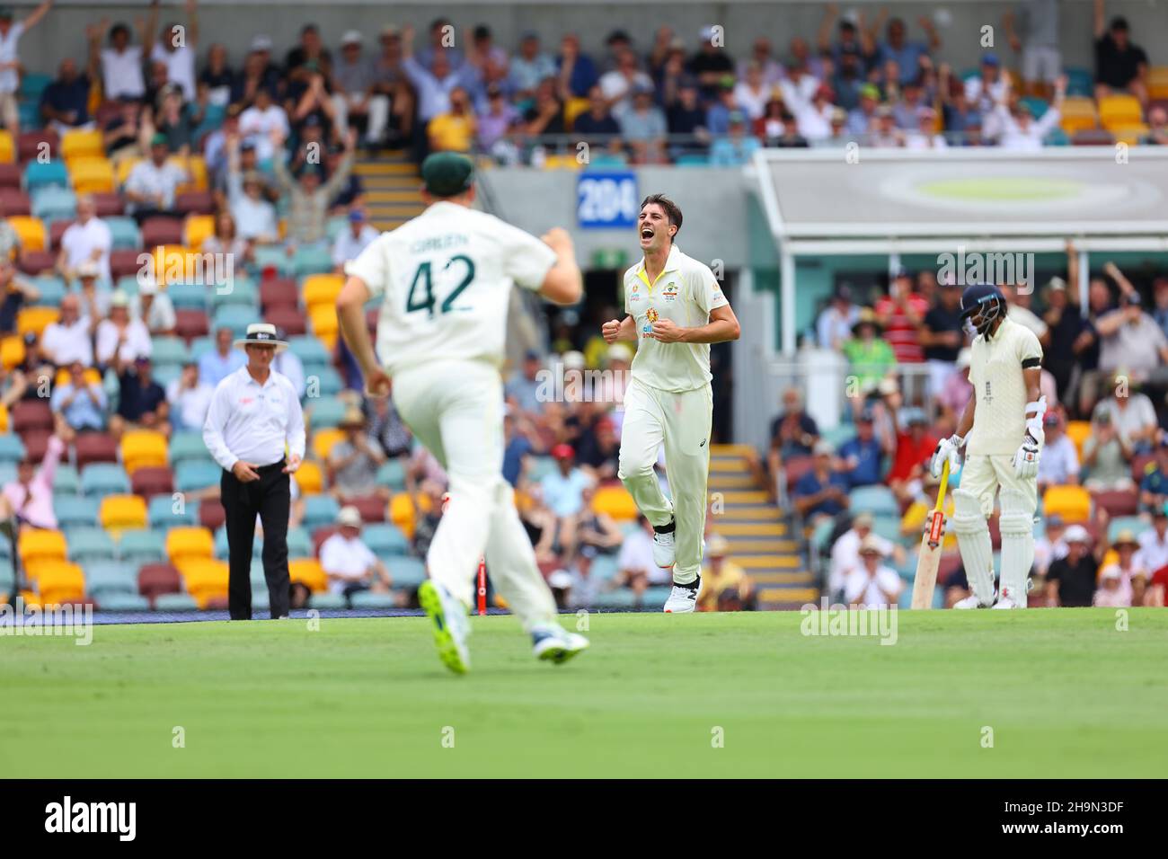 Pat Cummins dismisses Ben Stokes Stock Photo - Alamy