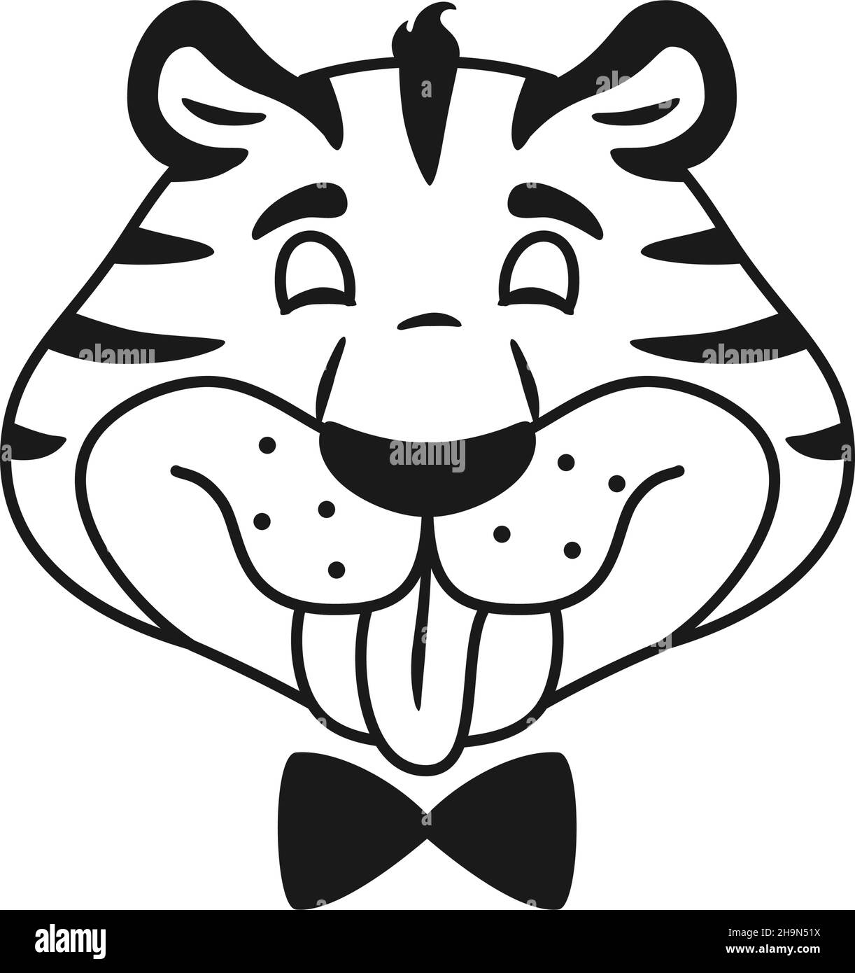 Teasing comic cartoon line tiger head Stock Vector Image & Art - Alamy
