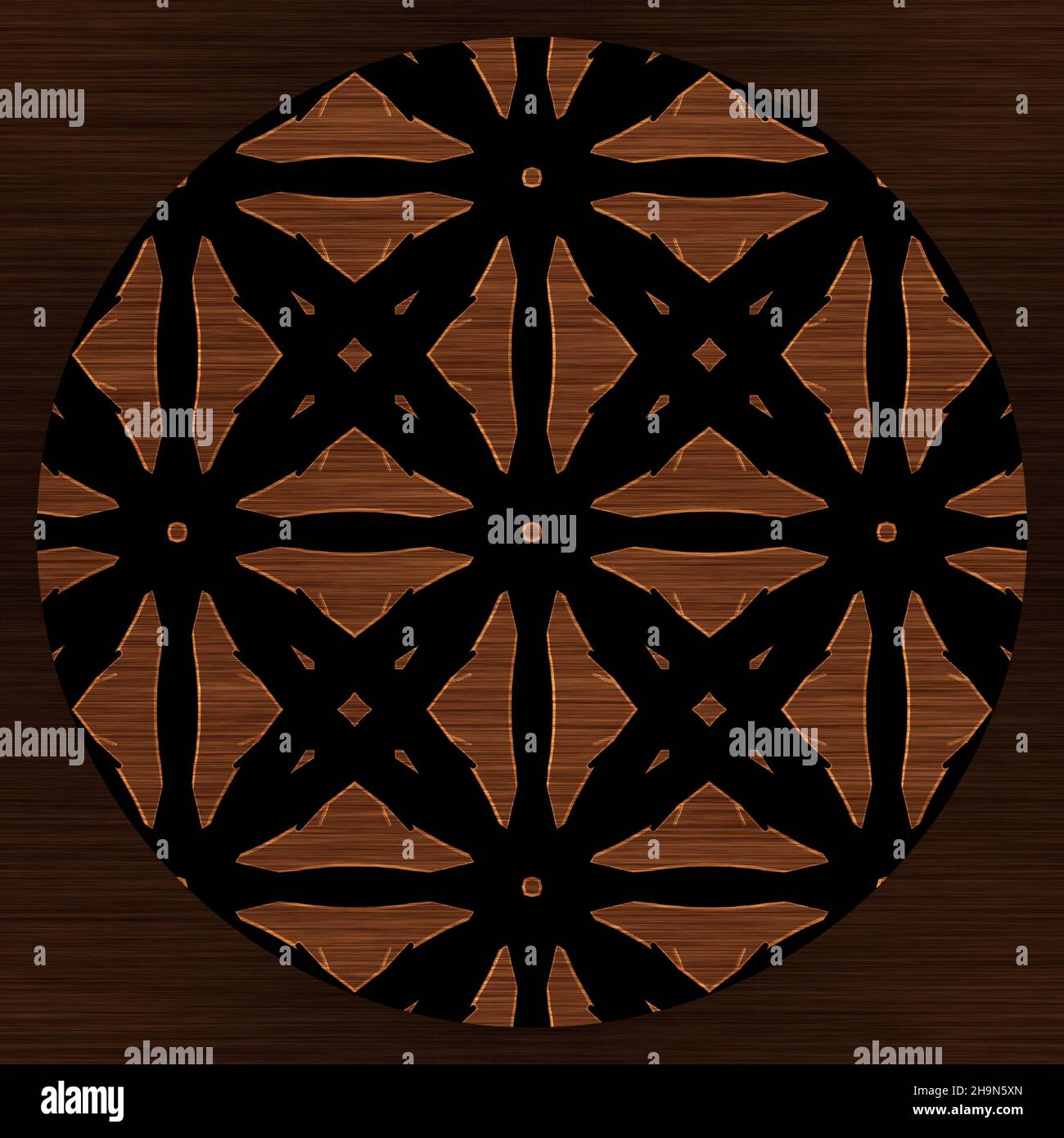 Brown wood effect decorative inlay texture. Seamless engraved oriental ...