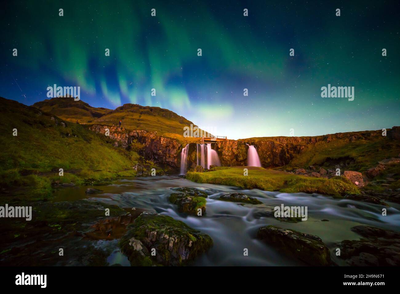 Landscape of mountain and waterfall in Iceland in autumn Stock Photo ...