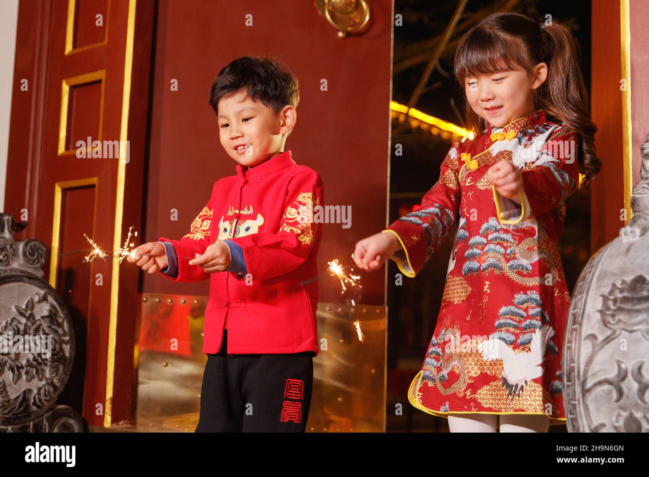 Happy children's fireworks Stock Photo - Alamy