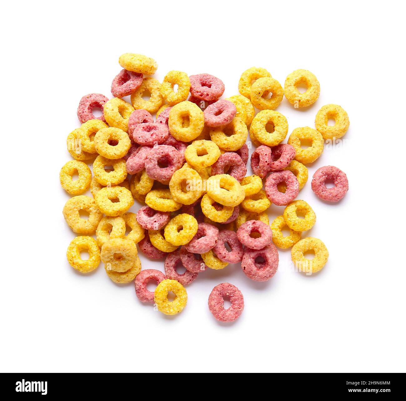 Colorful cereal rings on white background Stock Photo - Alamy