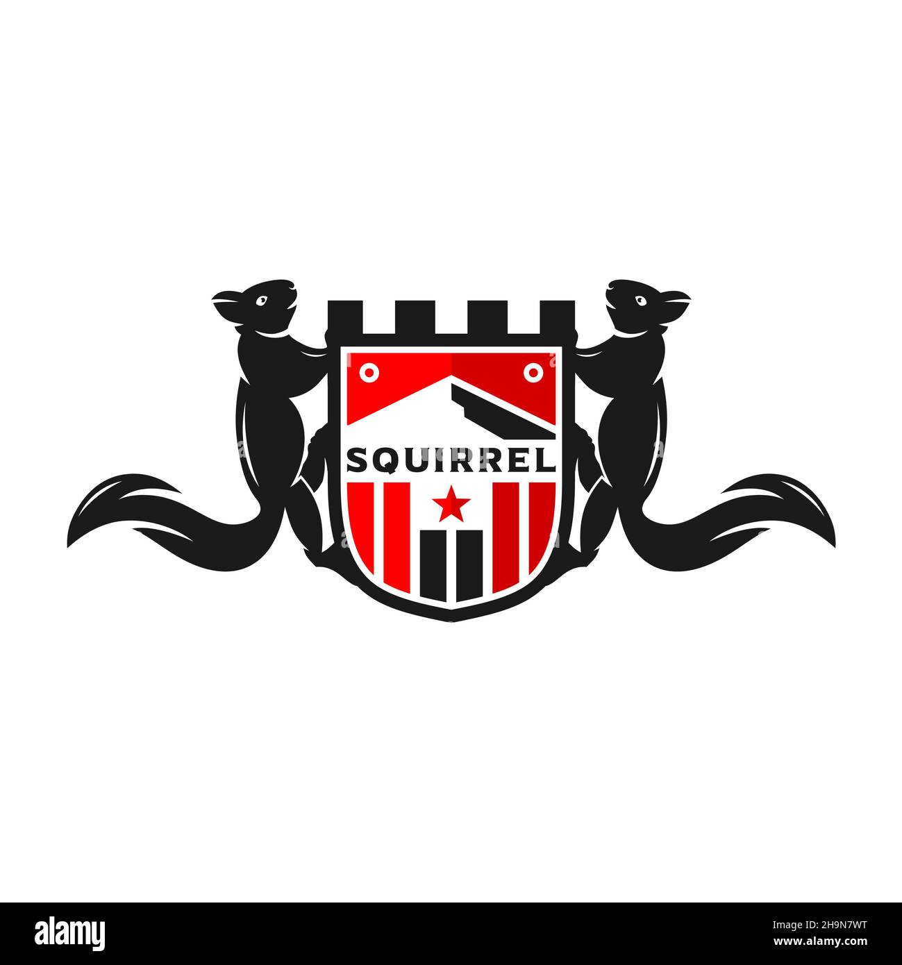 squirrel shield logo design template Stock Photo - Alamy