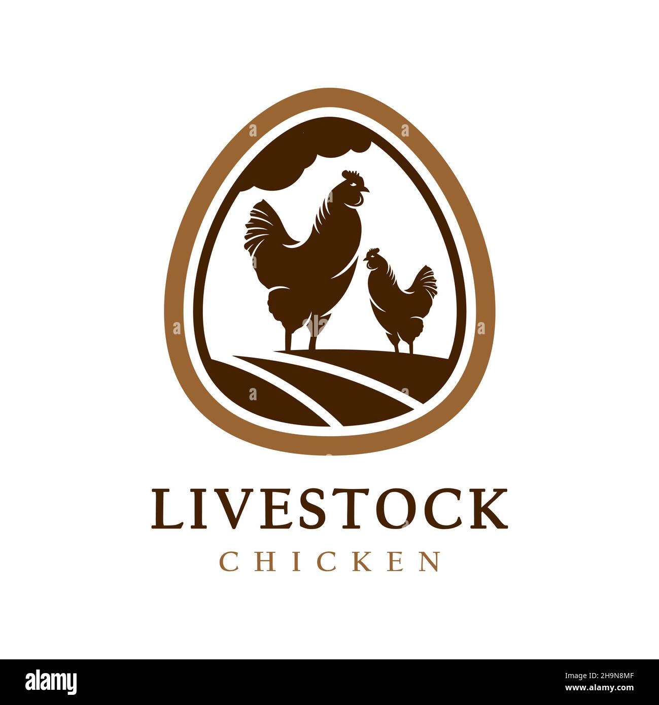 Chicken egg livestock logo design template Stock Photo - Alamy