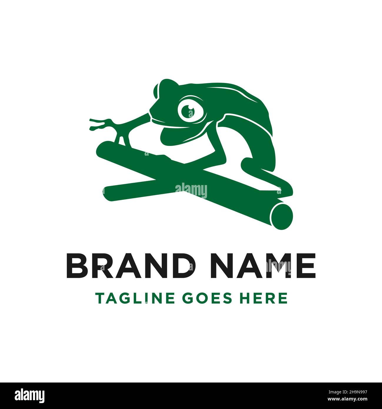 green frog logo design Stock Photo - Alamy