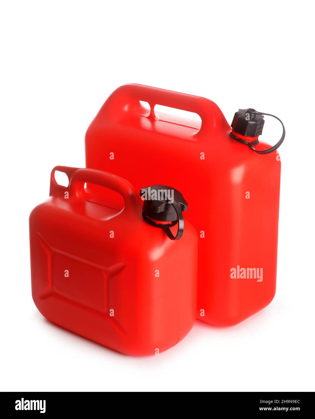 Plastic jerrycans on white background Stock Photo - Alamy