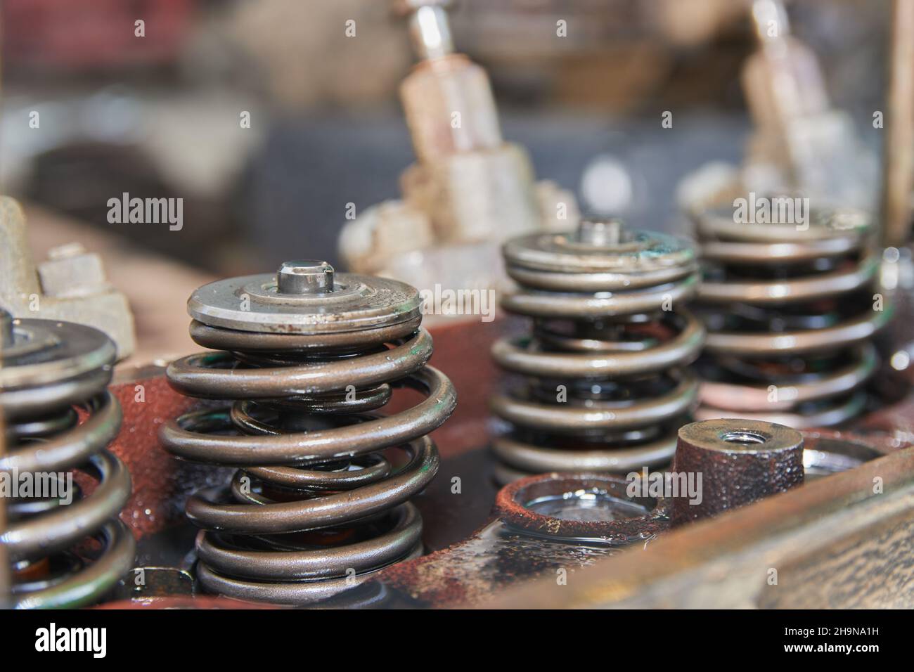 Zoom View Left Frame Intake Valve and Exhaust Valve and Fuel Injector ...