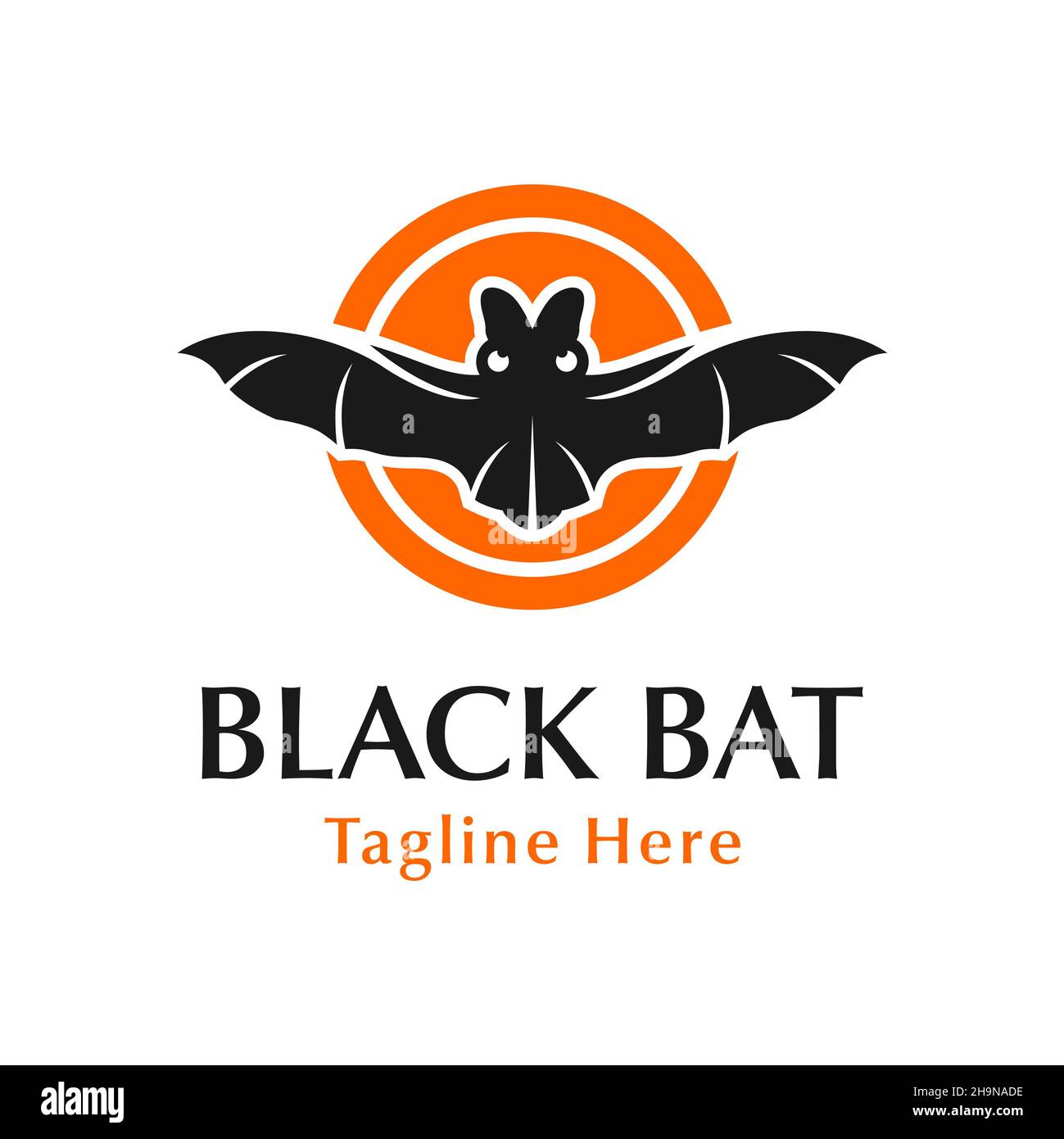 Black bat logo design with circle Stock Photo - Alamy