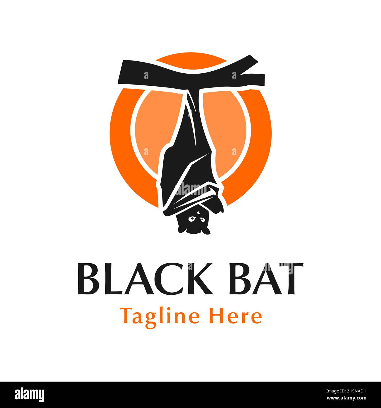 Black bat logo design with circle Stock Photo - Alamy