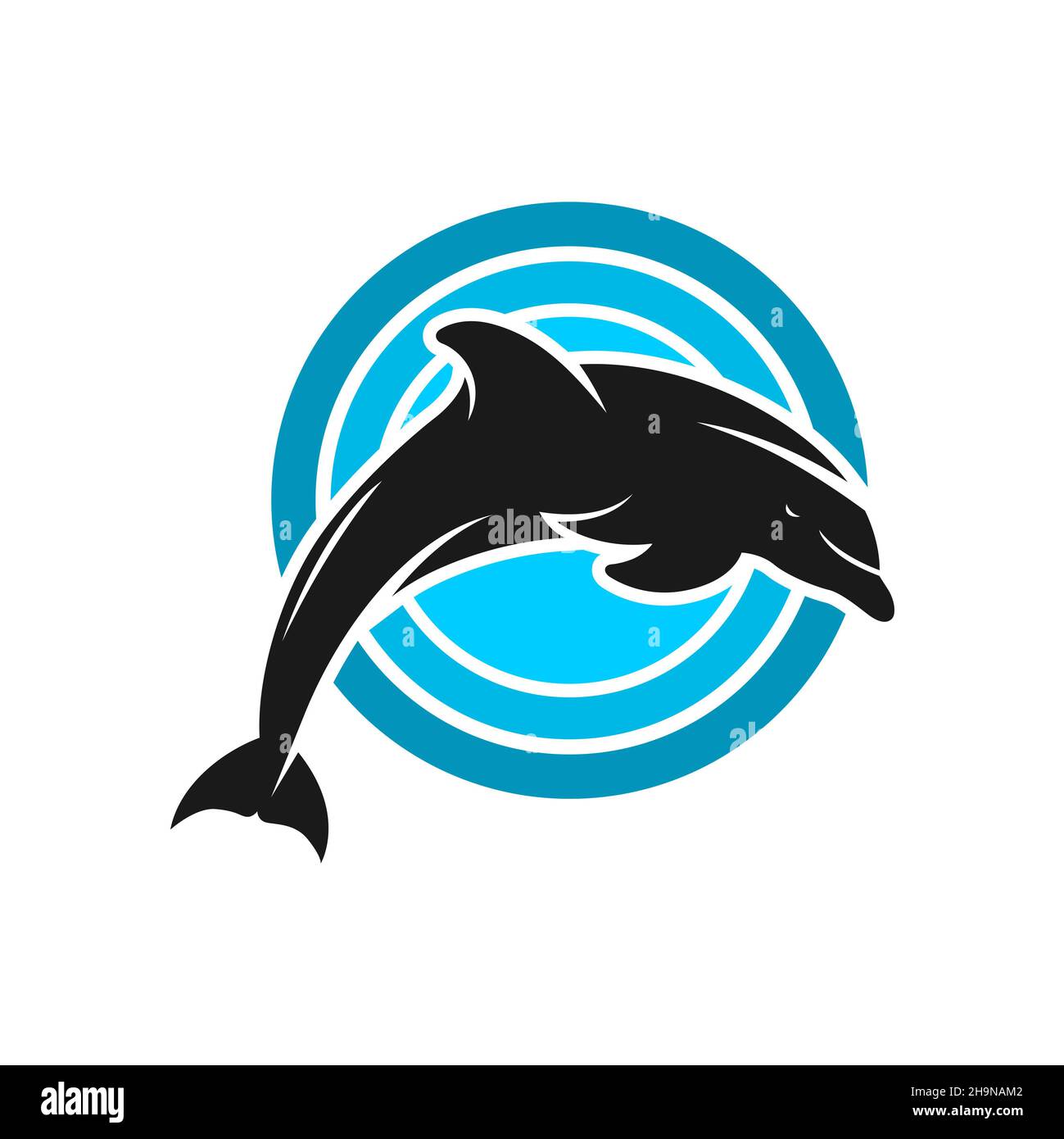 dolphin and circle logo design Stock Photo - Alamy