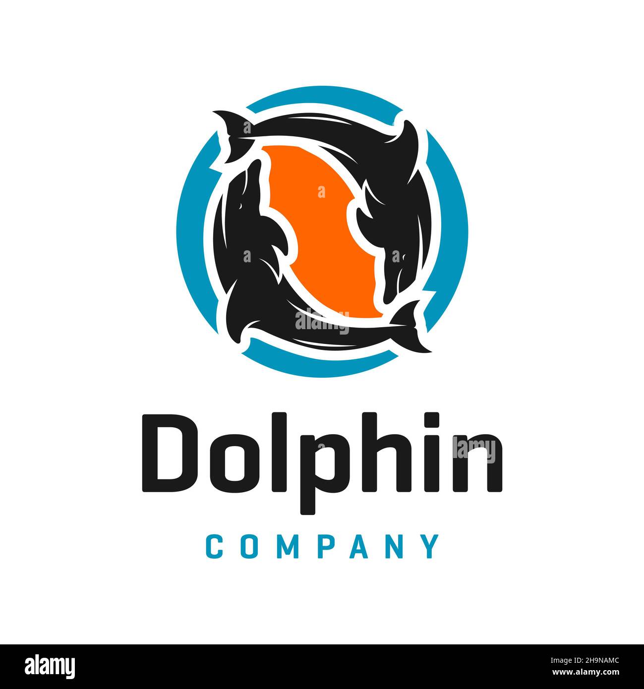 dolphin and circle logo design Stock Photo - Alamy