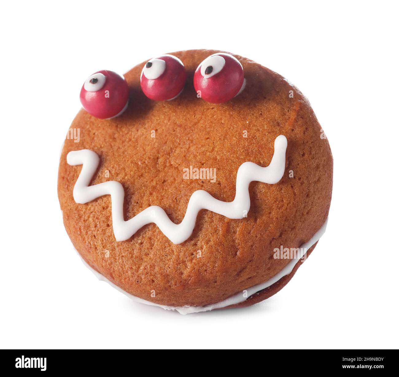 Funny cookie on white background Stock Photo - Alamy