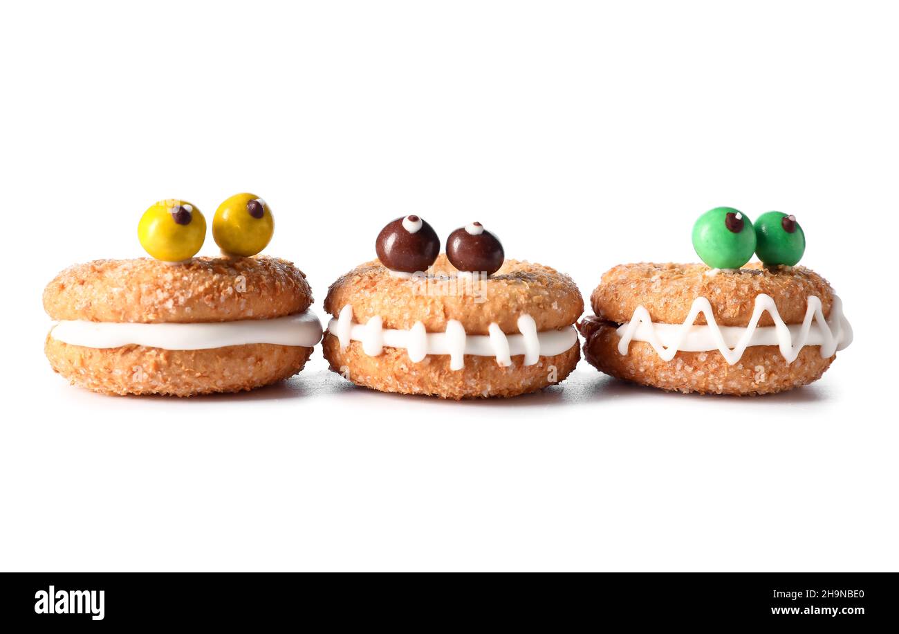 Funny cookies on white background Stock Photo - Alamy