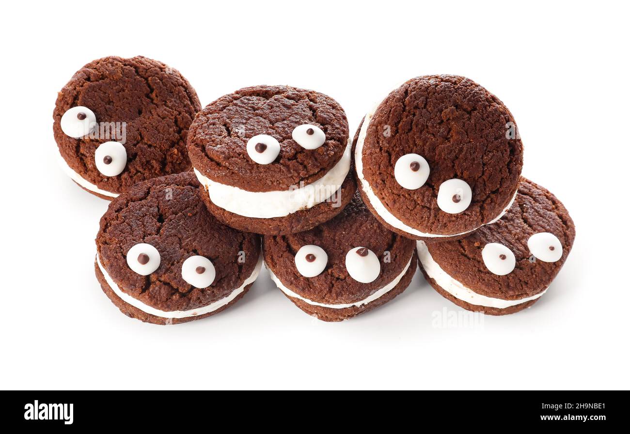 Funny cookies on white background Stock Photo - Alamy