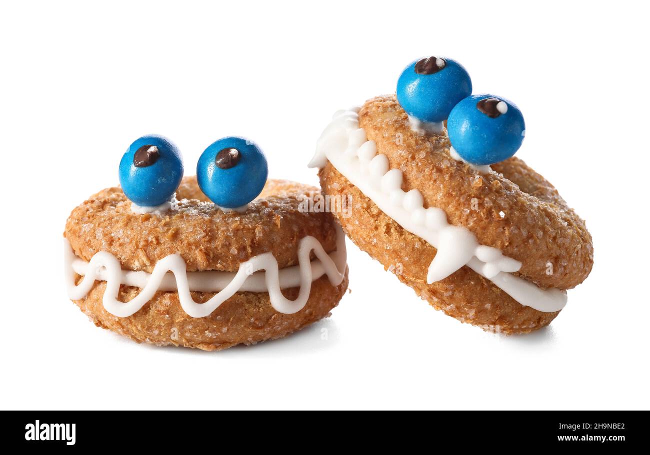 Funny cookies on white background Stock Photo - Alamy