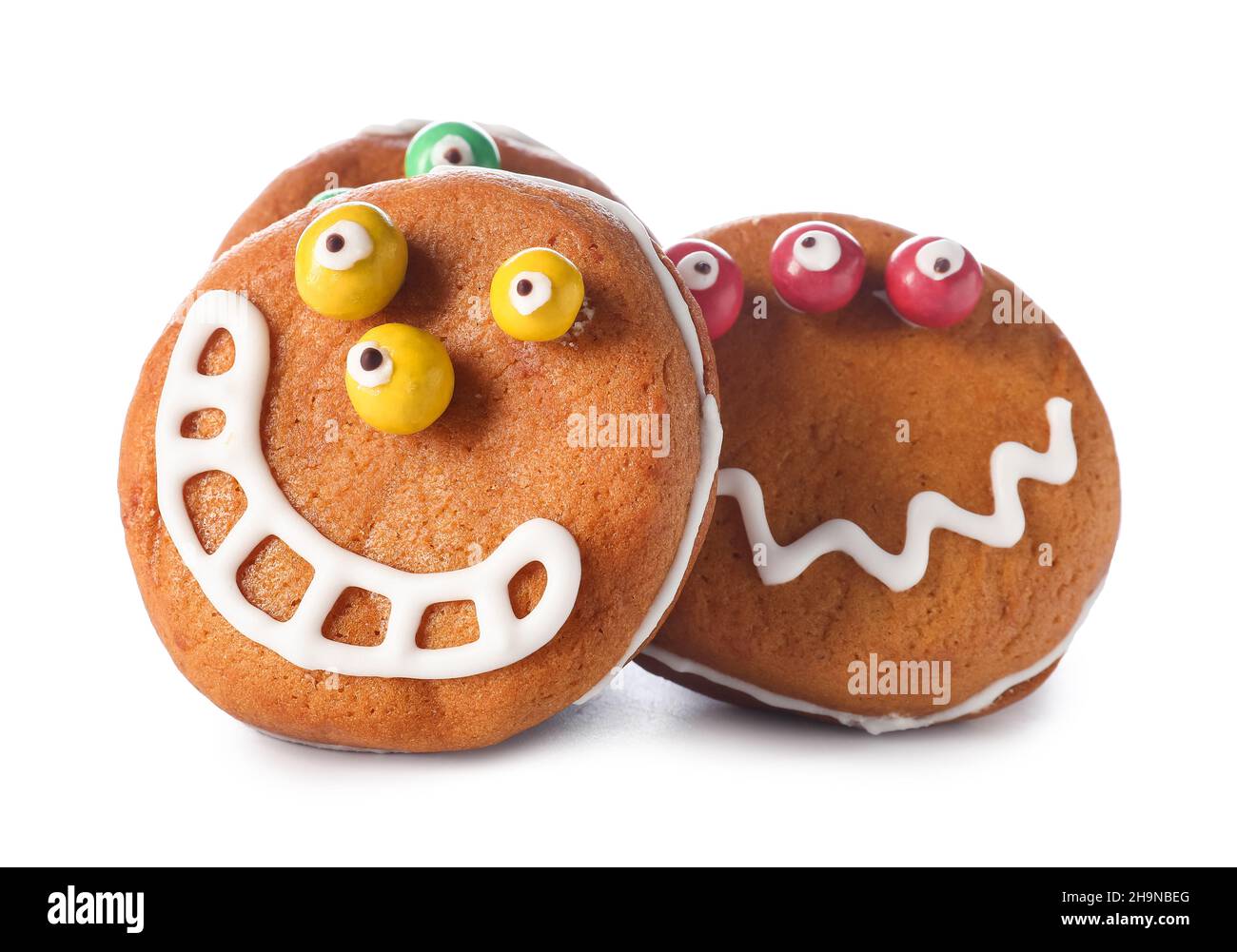 Funny cookies on white background Stock Photo - Alamy