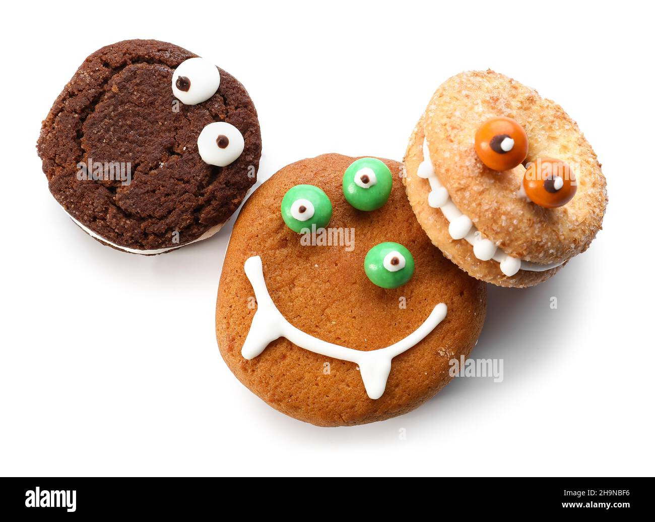 Funny cookies on white background Stock Photo - Alamy