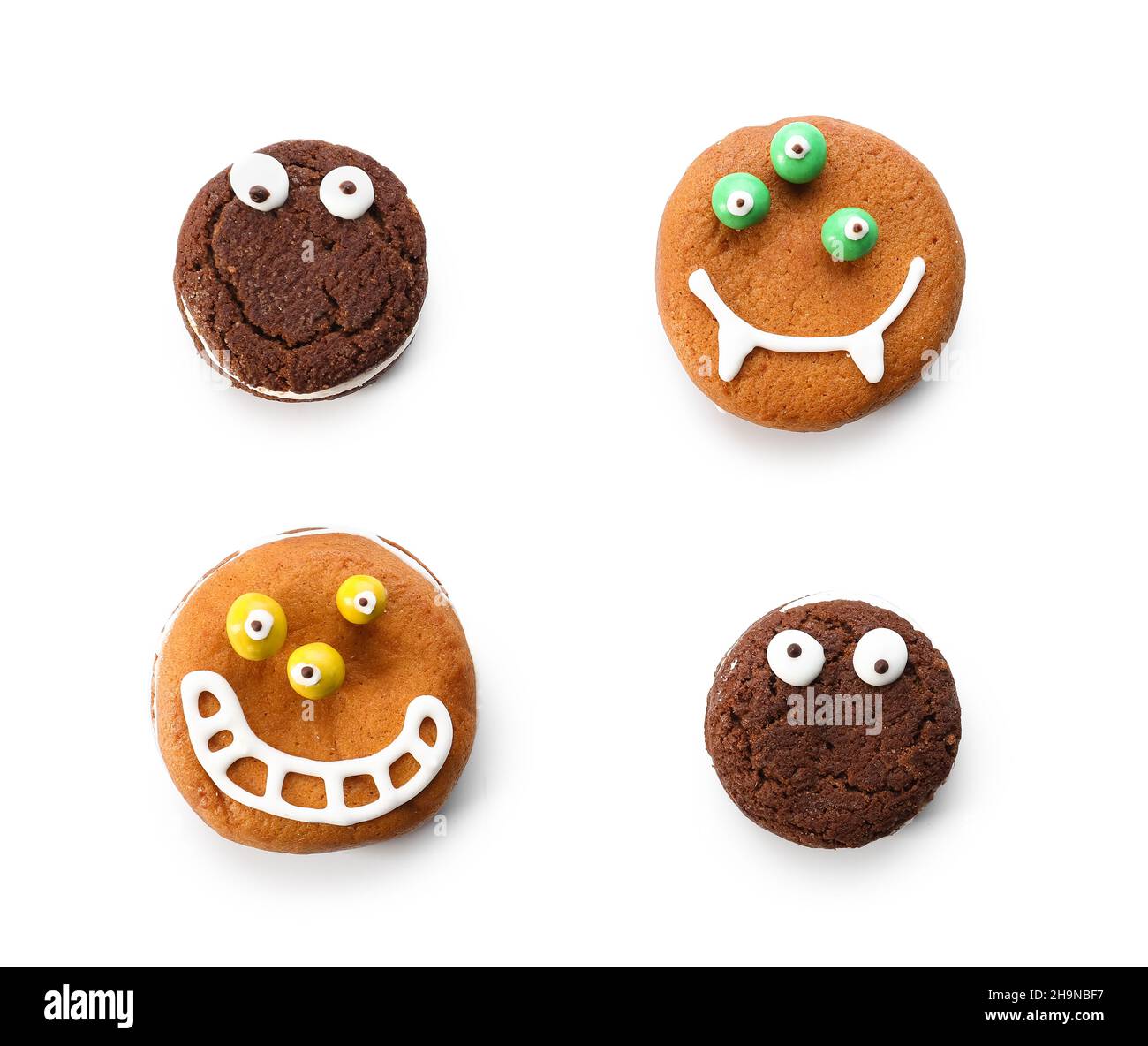 Funny cookies on white background Stock Photo - Alamy