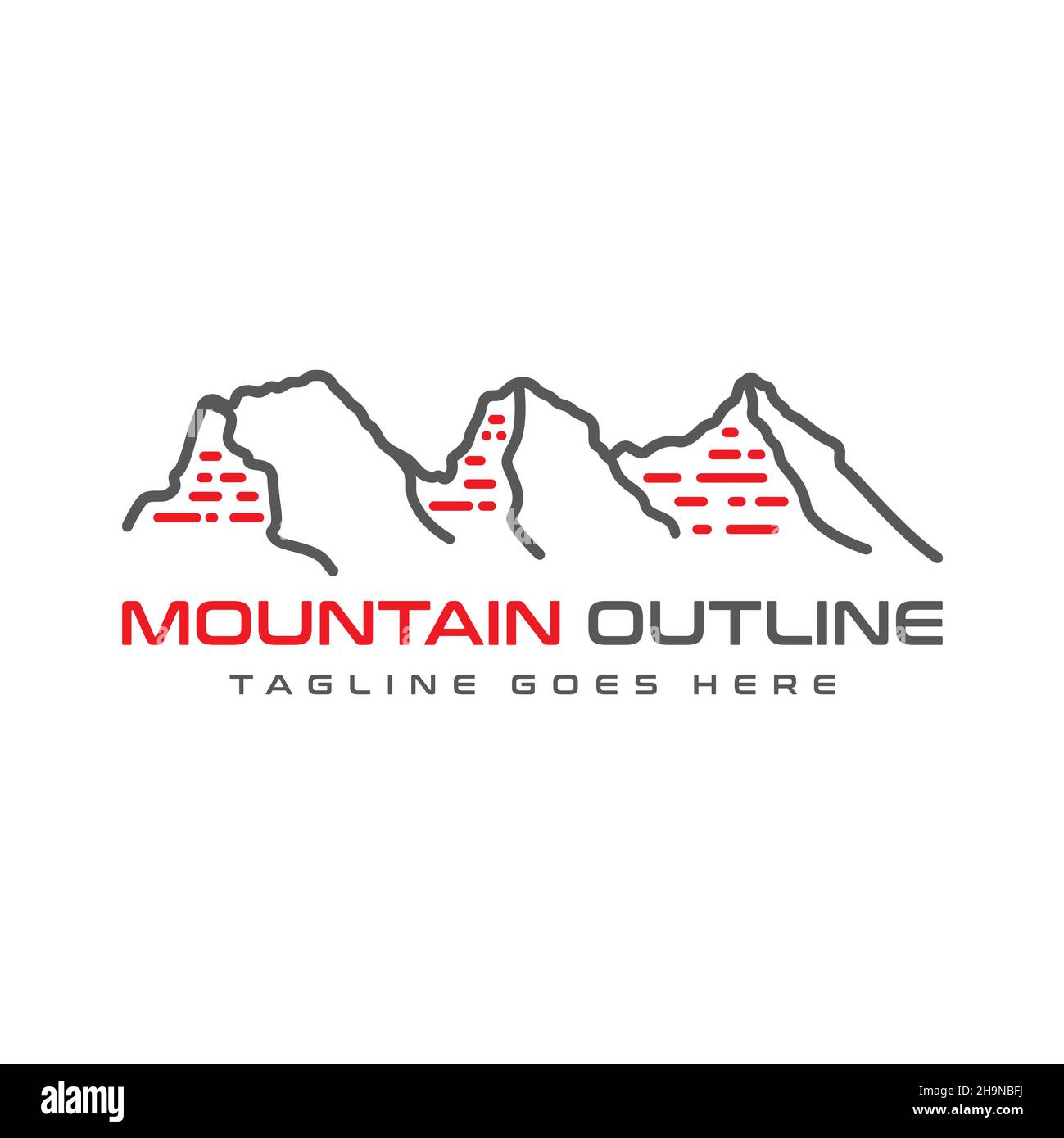 three mountain outline logo design Stock Photo - Alamy