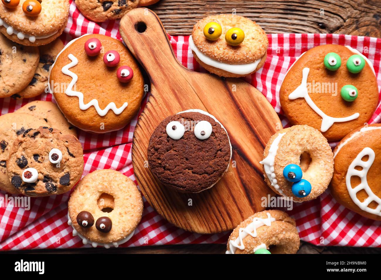 Funny cookies for Halloween on table Stock Photo - Alamy