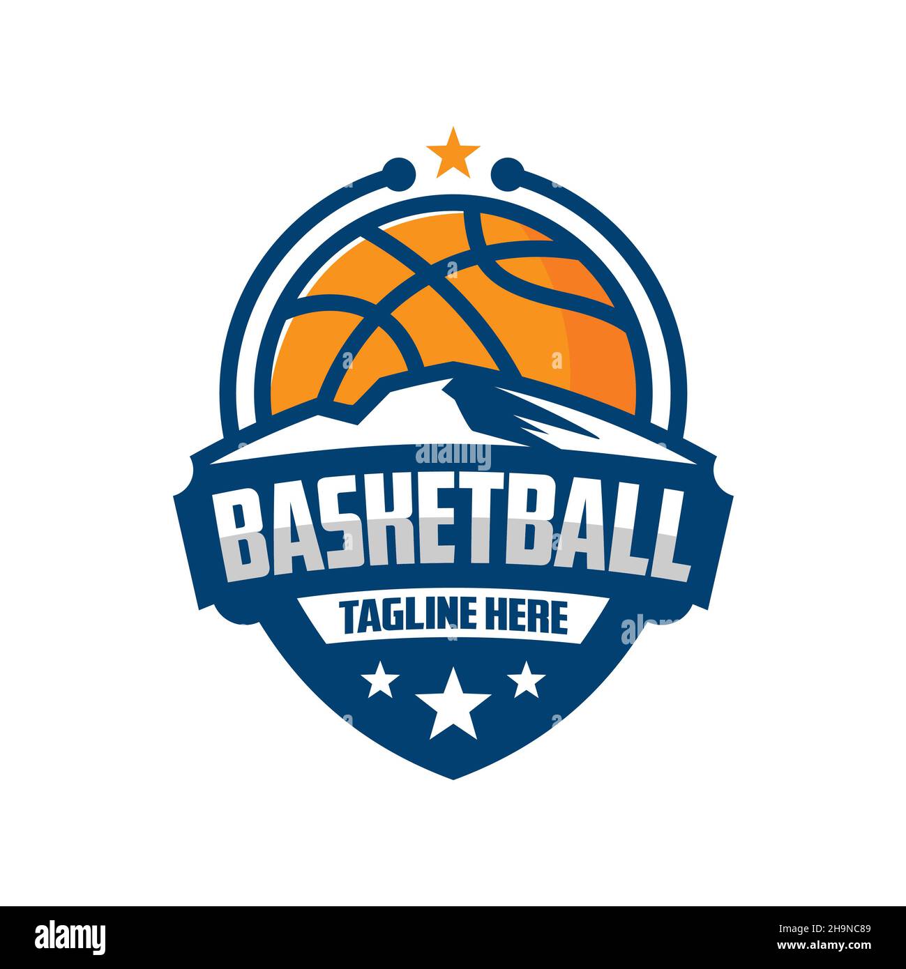 Basketball emblem logo design template Stock Photo - Alamy