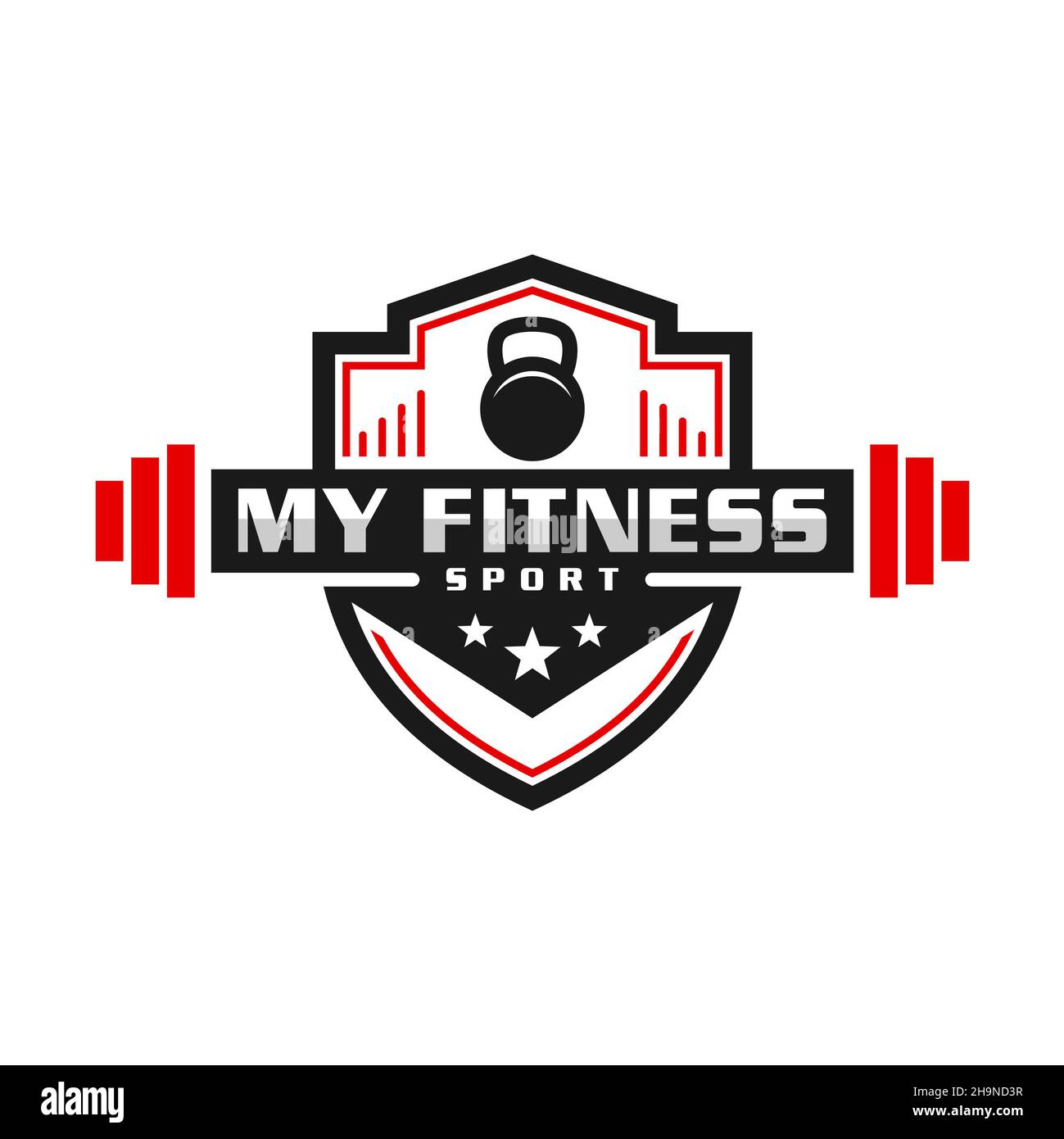 Vintage logo design or retro sports and fitness shield Stock Photo - Alamy