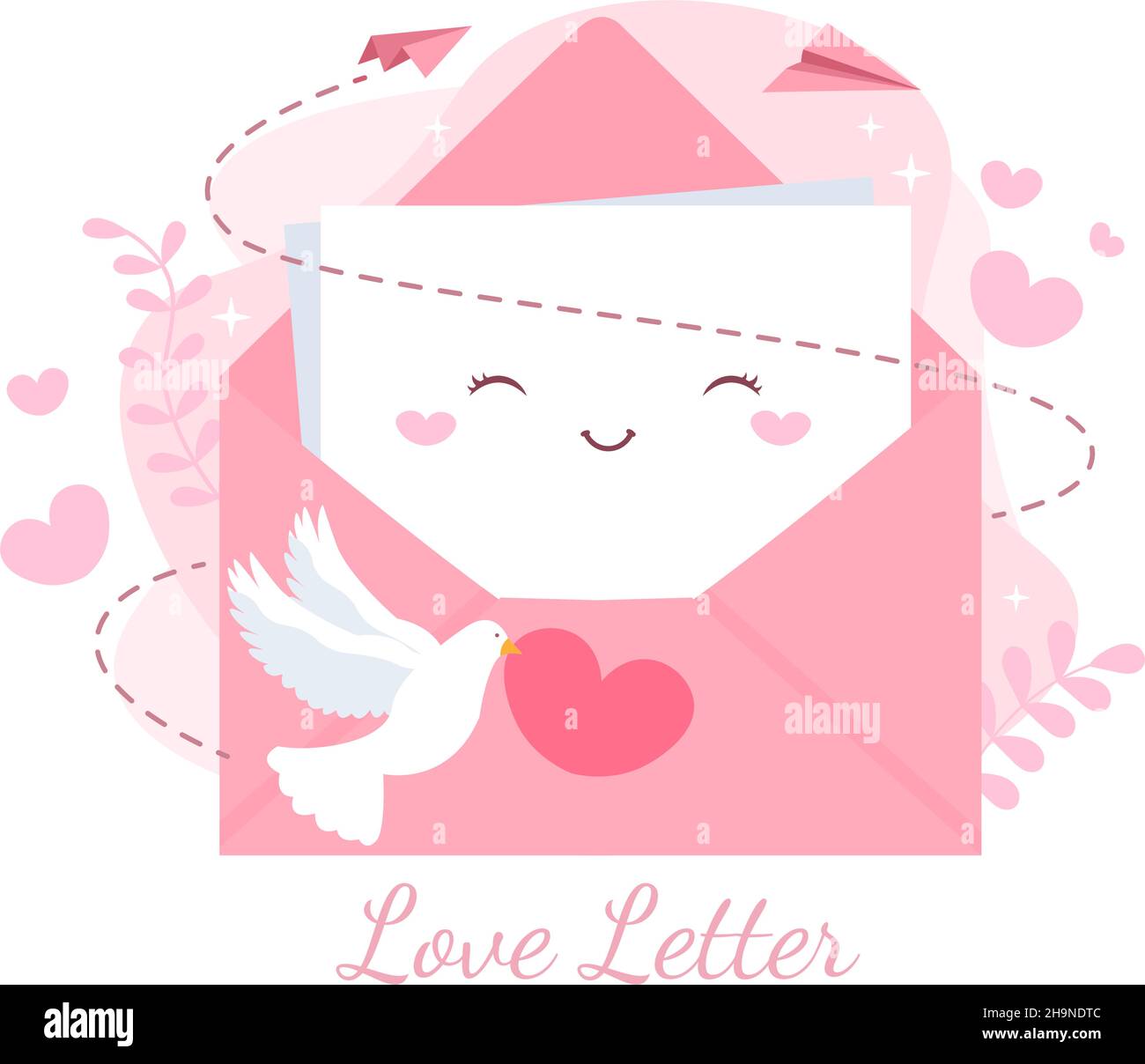 Love Letter Cartoon Background Flat Illustration for Messages of ...