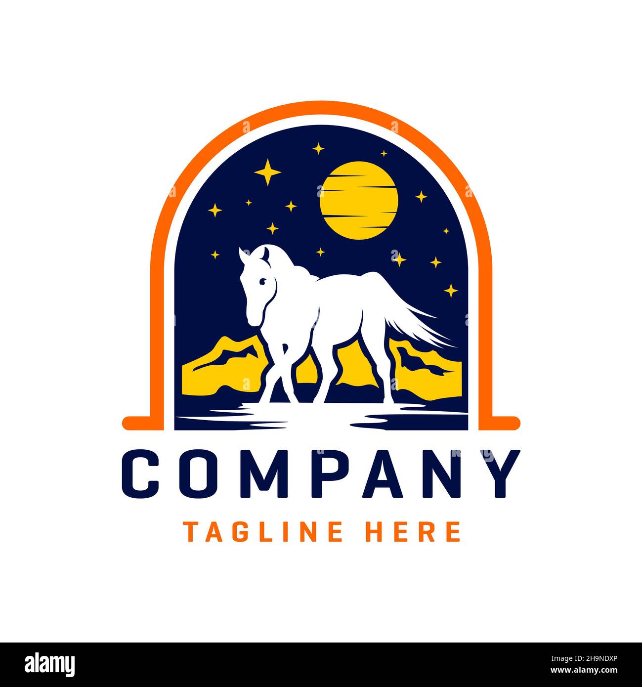 wild horse logo design template Stock Photo - Alamy