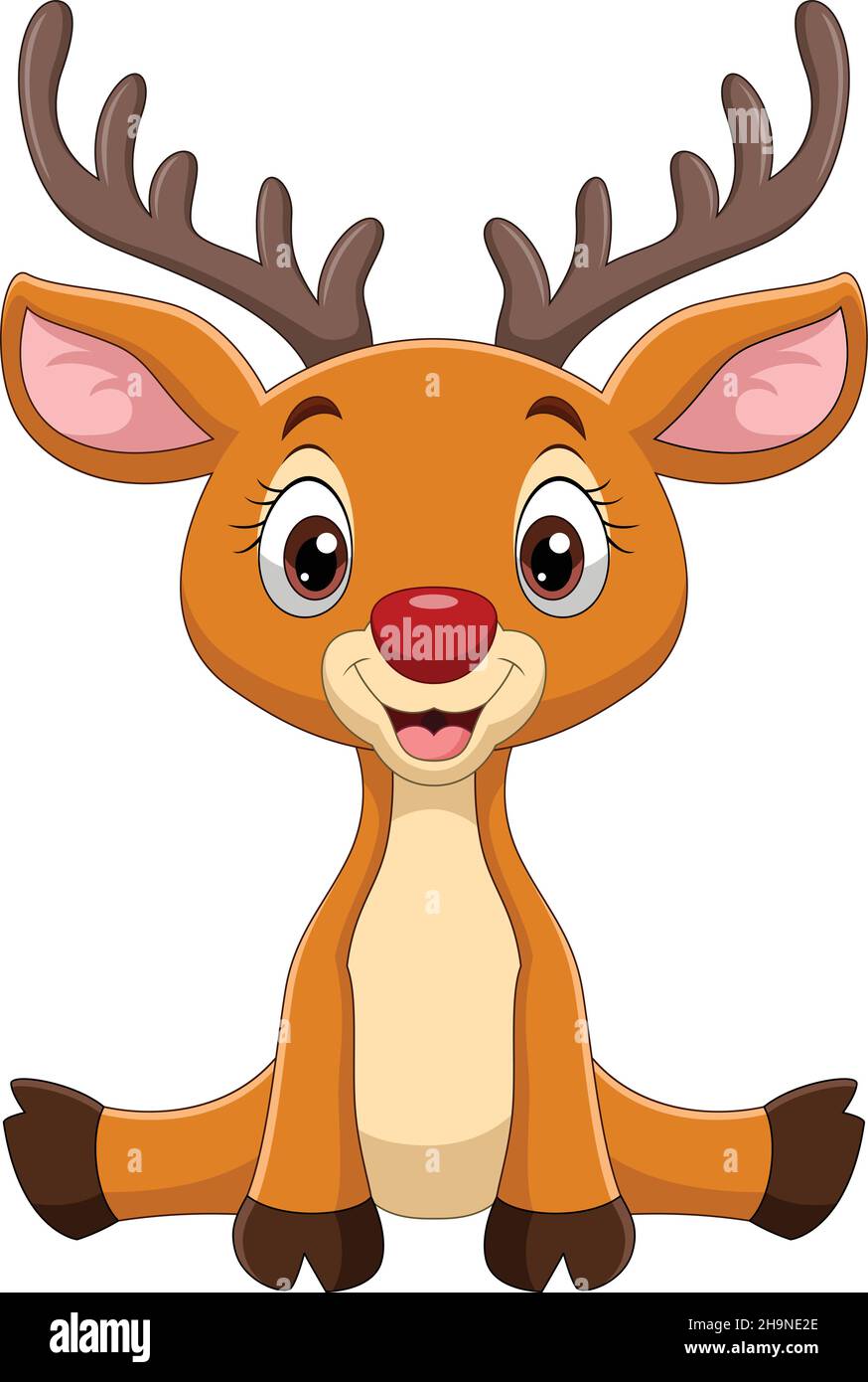 Cartoon funny little deer sitting on white background Stock Vector ...
