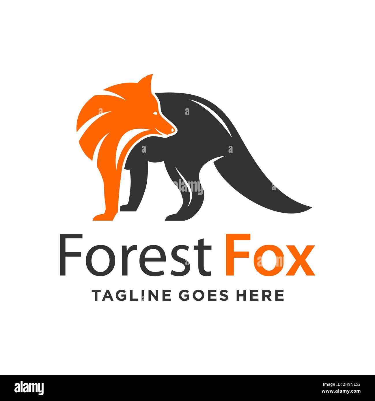 two color fox logo design template Stock Photo - Alamy