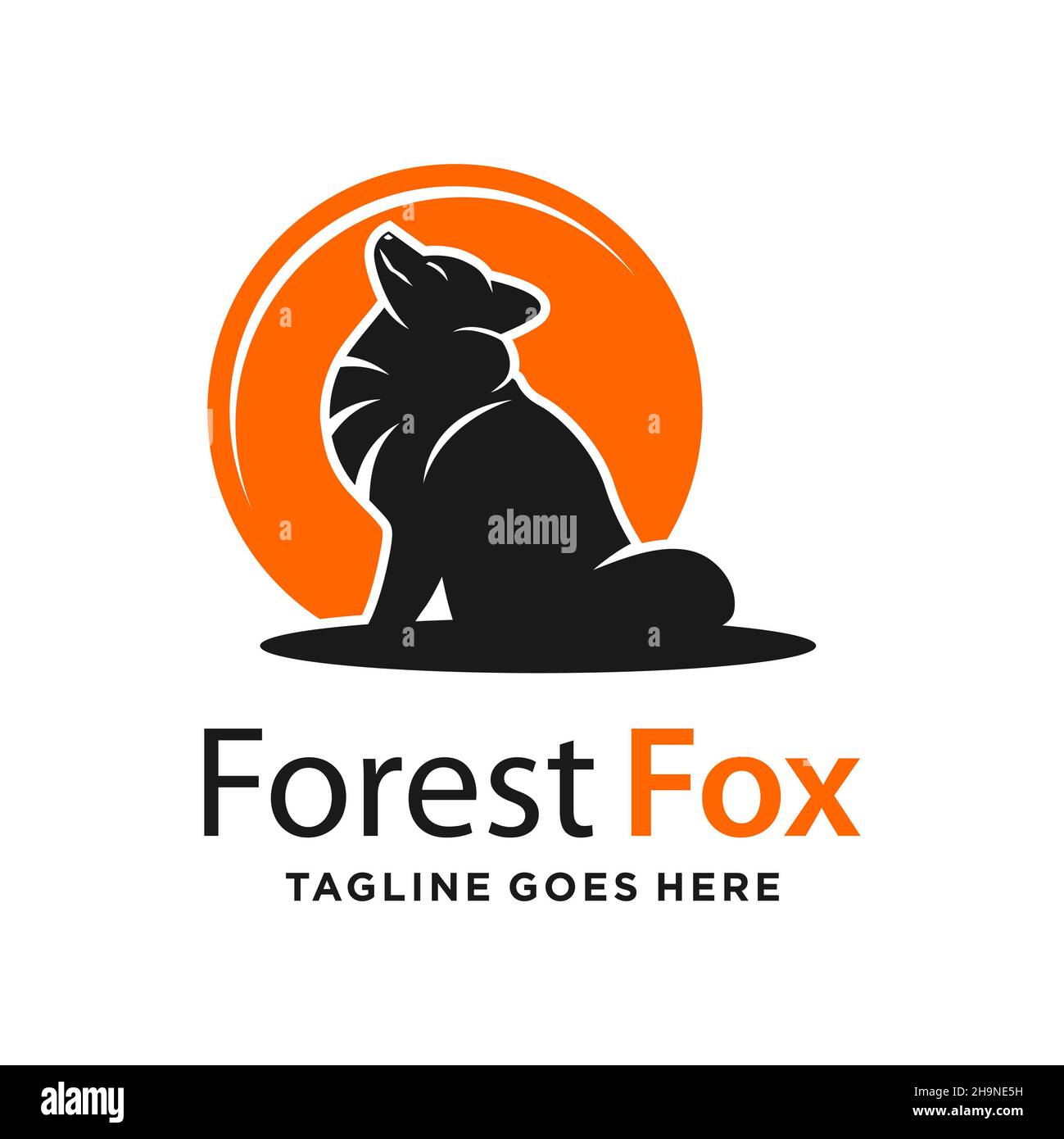 fox and circle logo design template Stock Photo - Alamy