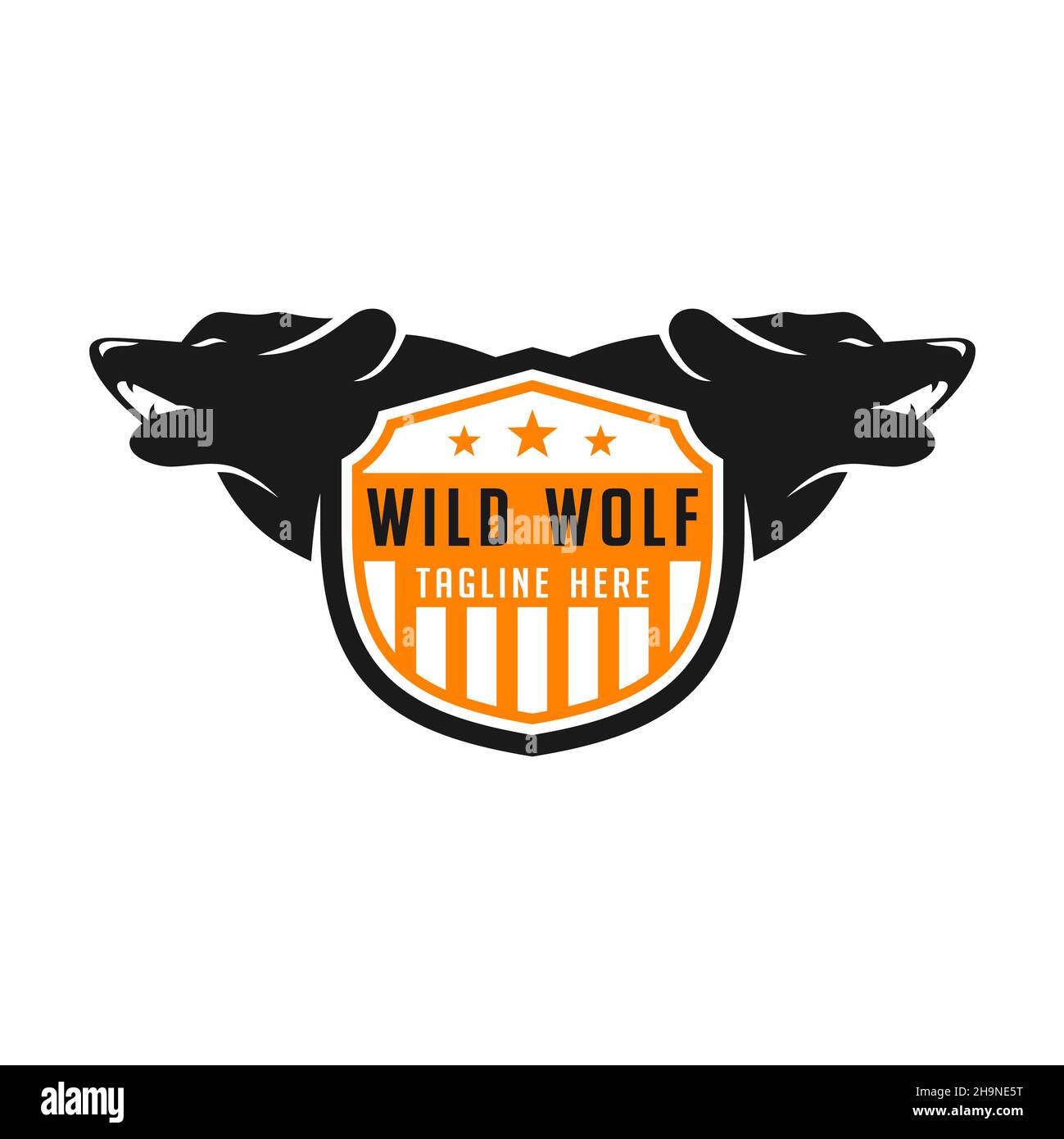 wolf shield logo design template Stock Photo - Alamy