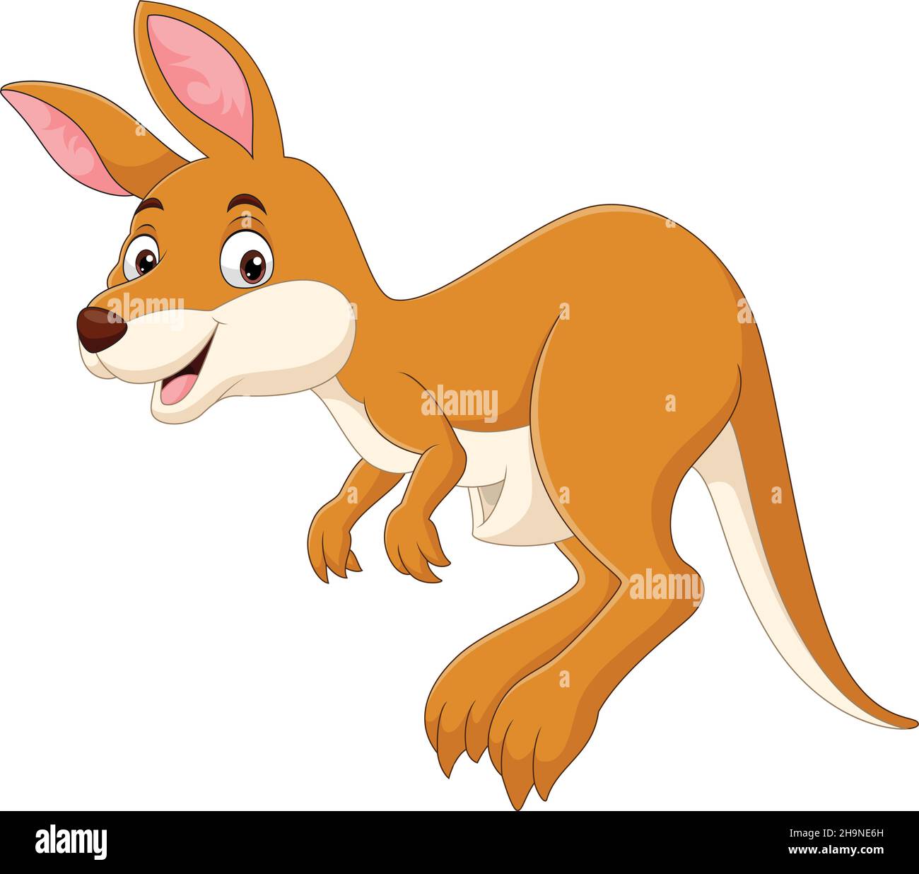 Cartoon cute little kangaroo jumping on white background Stock Vector ...