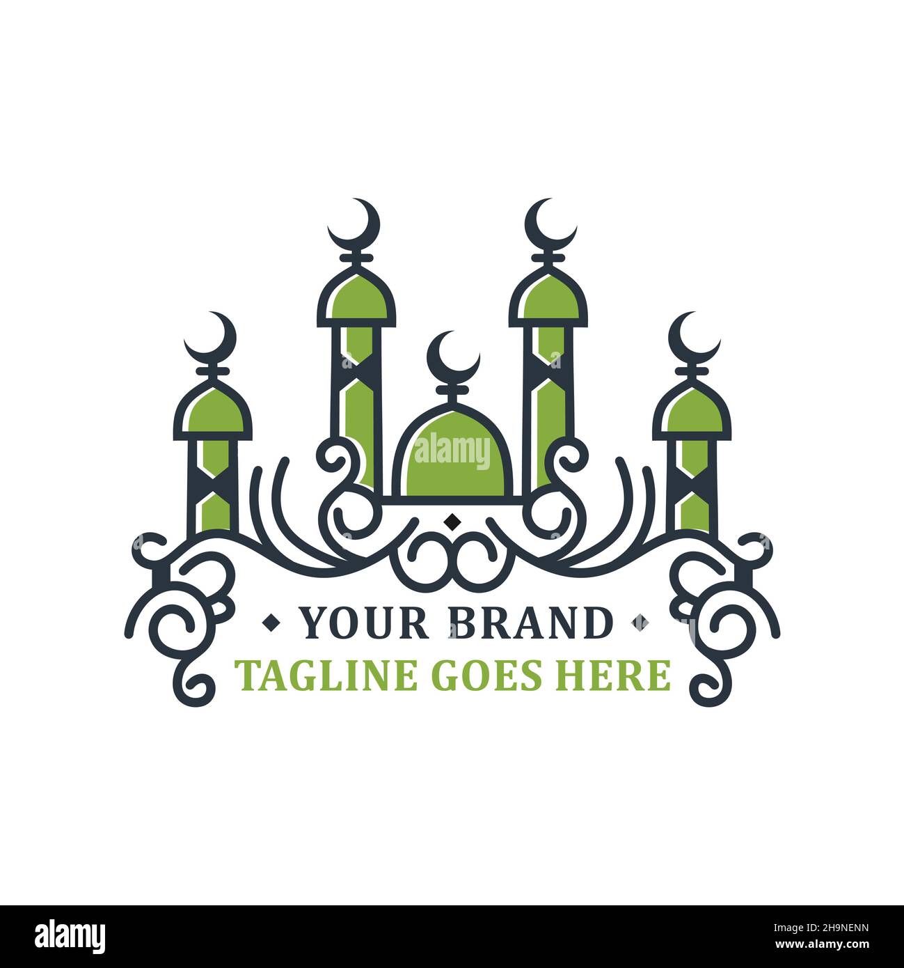 mosque logo design with five domes Stock Photo - Alamy
