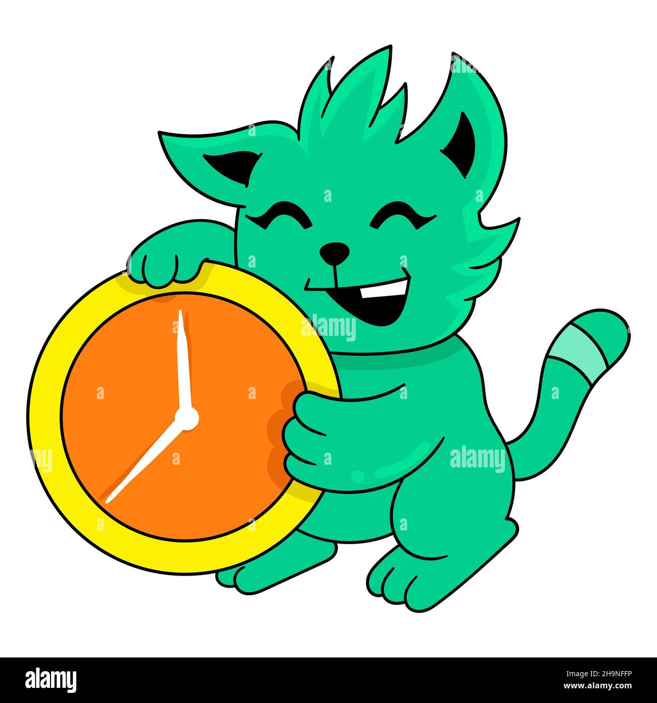 the cat is smiling indicating school break time, vector illustration ...