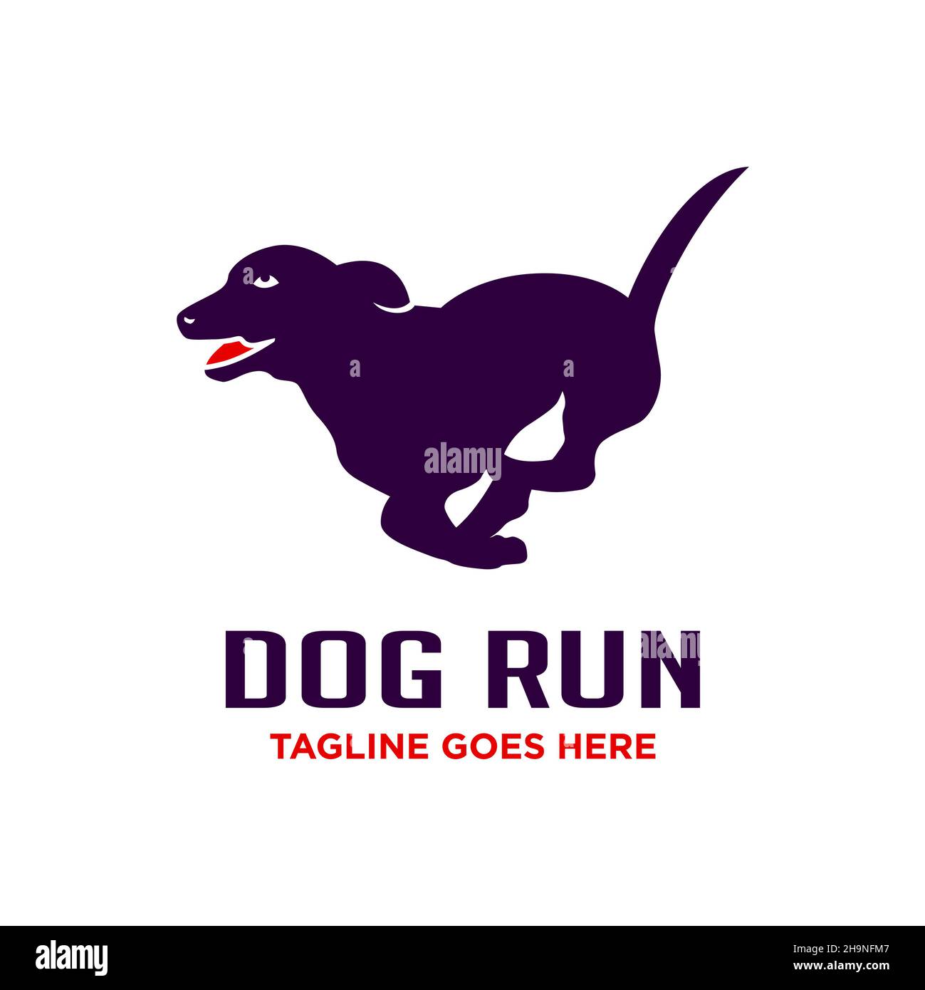 run dog logo design template Stock Photo - Alamy