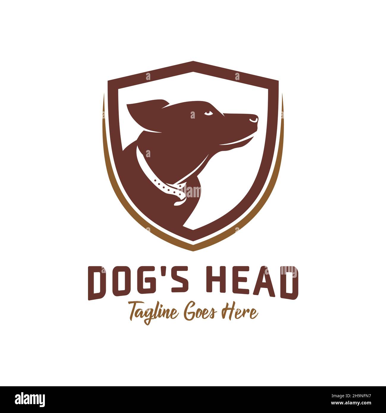 dog head shield logo design template Stock Photo - Alamy