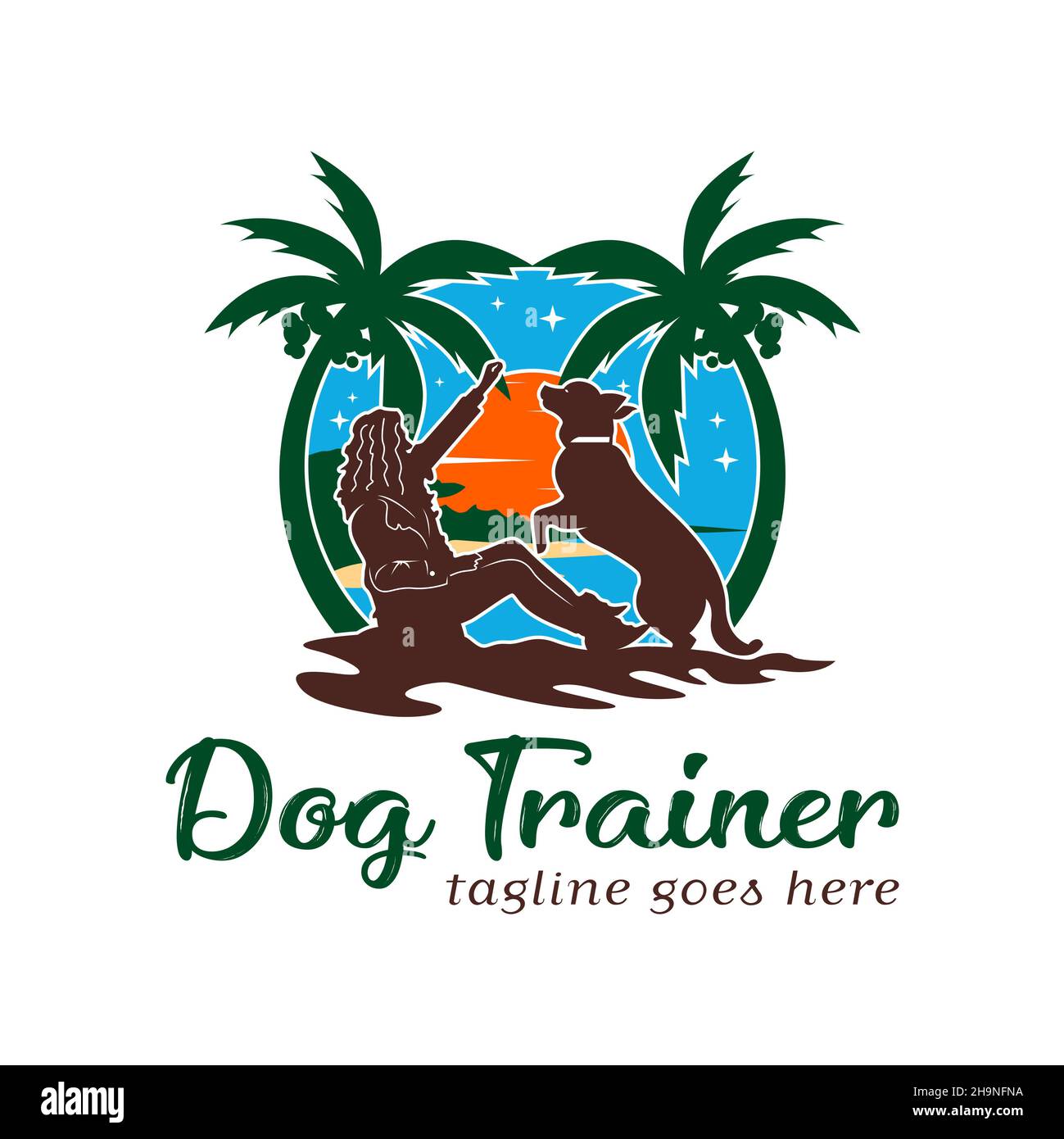 dog training logo design template Stock Photo - Alamy