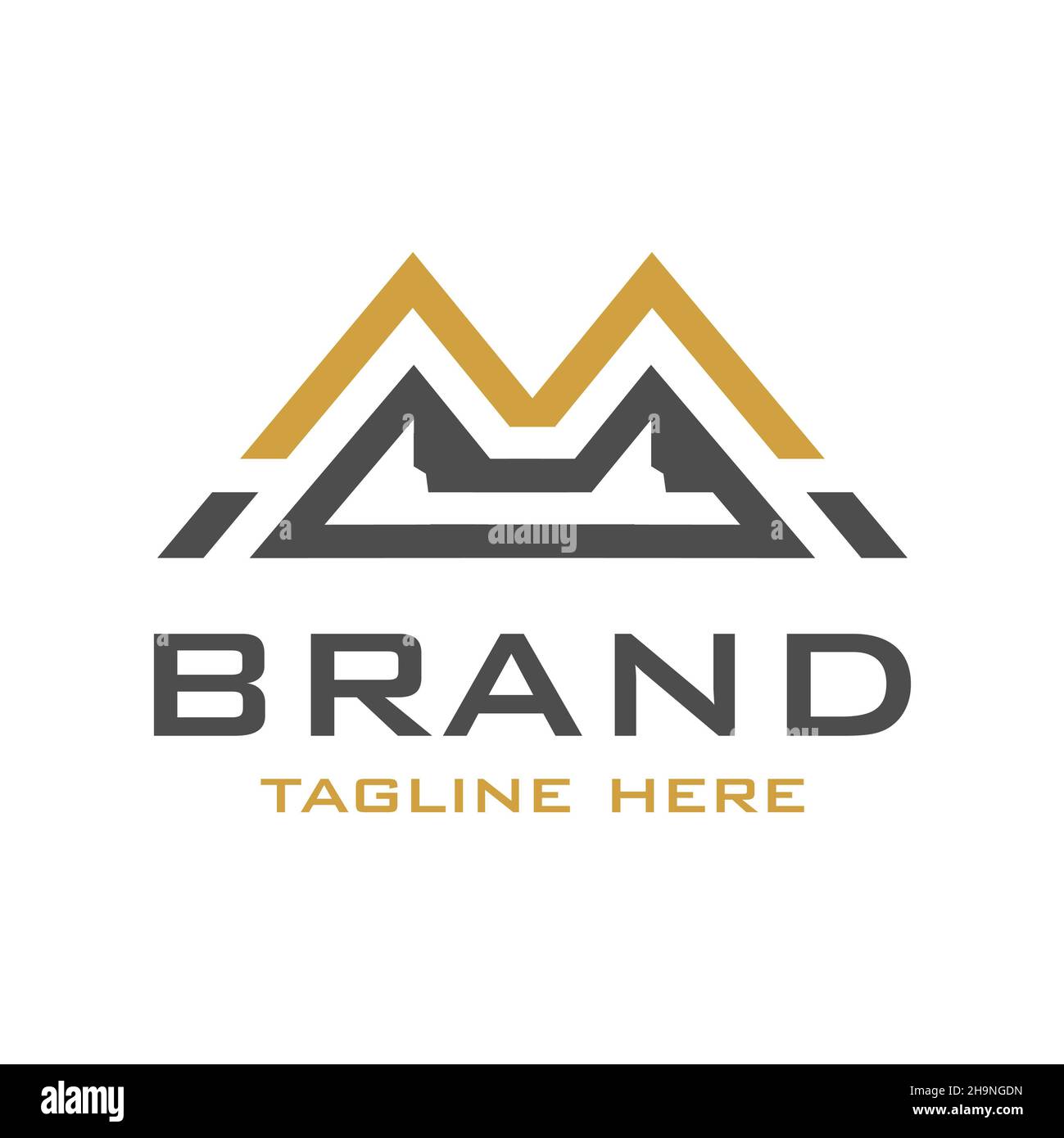 M Mountain initial logo design Stock Photo - Alamy